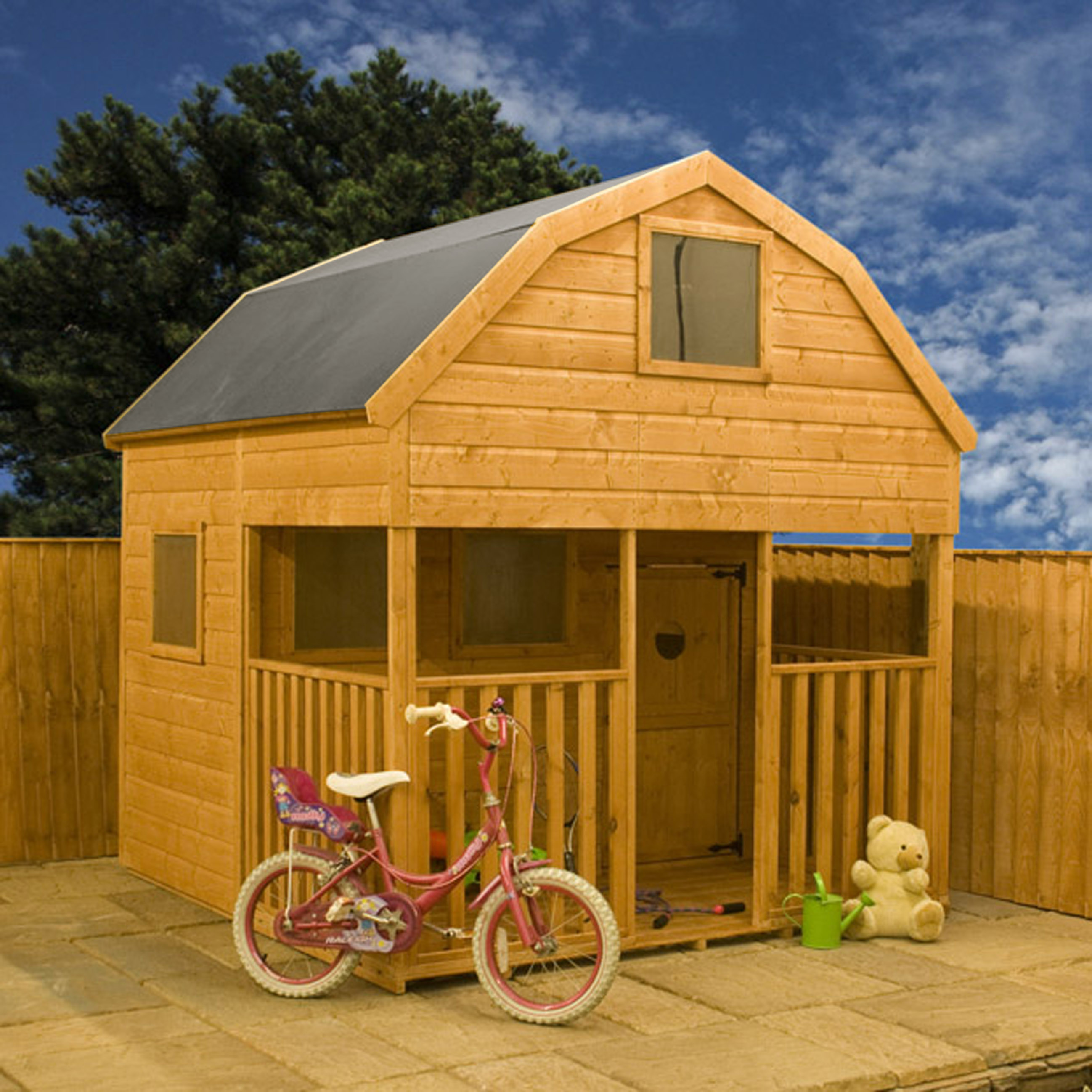 ShedsWarehouse.com | Bumble Bee Playhouses | Dutch Barn Double Storey Playhouse - Double Storey ...